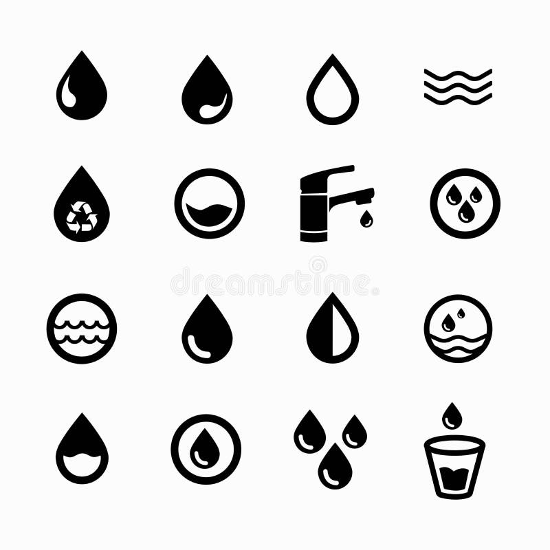Water Icons Set Isolated on White Background. Modern Water Icons for ...