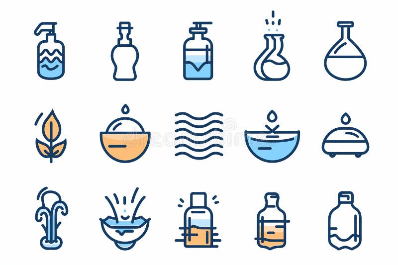 Water Icons on White Background Stock Illustration - Illustration of ...