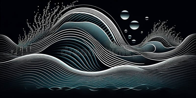 Water Illustration with Waves Simplicity Visual Lines Stock ...
