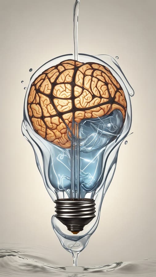 Water-Infused Human Brain Lightbulb Concept: Illuminating Innovation ...