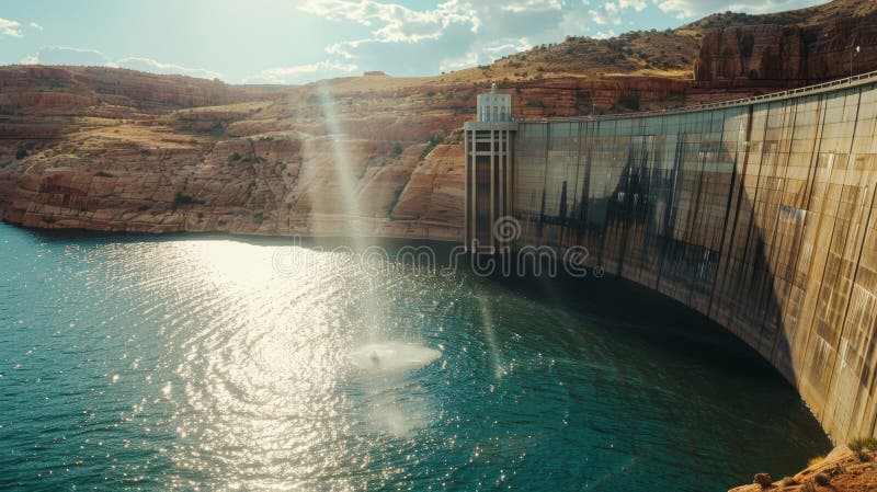 The Water Inside a Reservoir Shimmers Under the Sunlight Held Back only ...