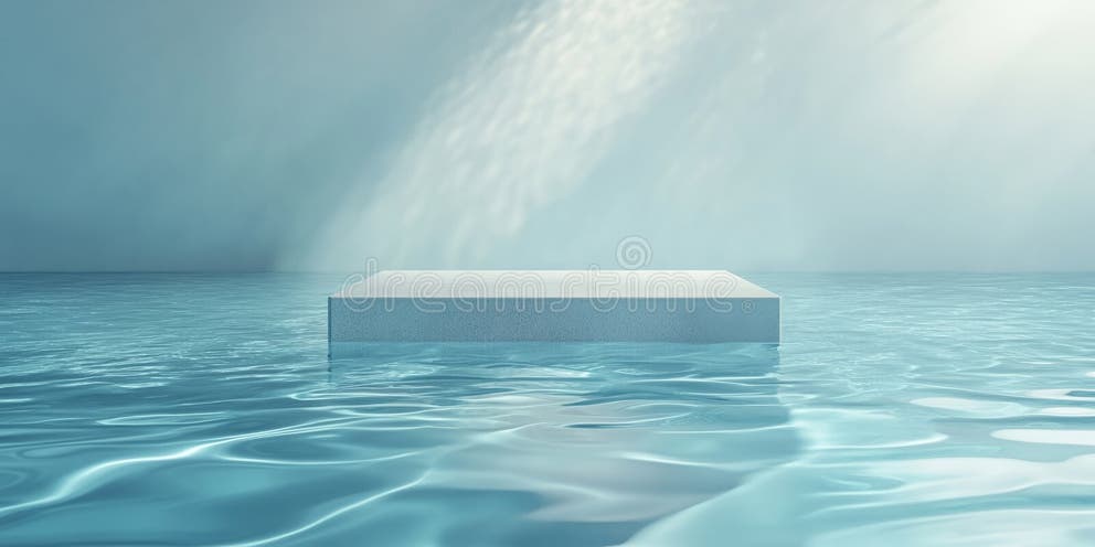A Water-inspired 3D Background Featuring a Podium Emerging from a ...