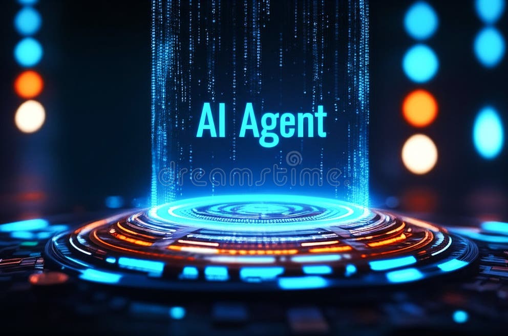 Water-Inspired Digital Agent with Radiant Interface Stock Illustration ...