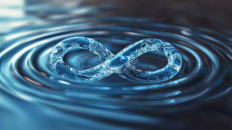 Water Infinity Symbol Floating on Rippling Water, Symbolizing Hydration ...