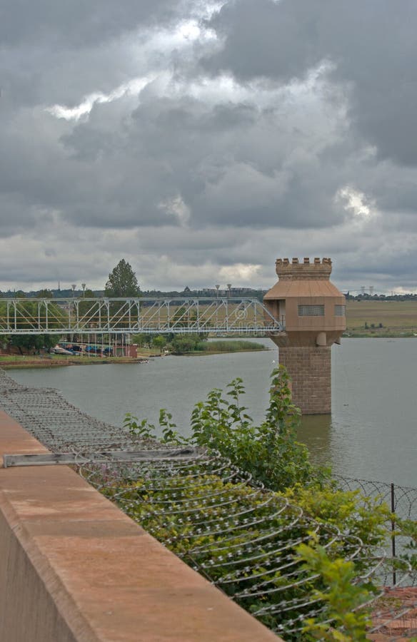 Water intake tower in dam stock photo. Image of green - 102718504