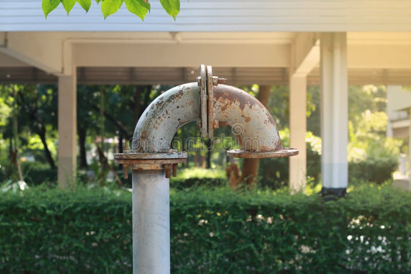 Water Iron Pipe Support For Water Tank Connection Stock Photo - Image ...