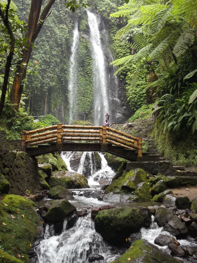 Water Jumog waterfall editorial photography. Image of java - 42297717