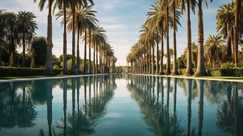 Water la palm trees stock photo. Image of mirror, horizon - 328681978