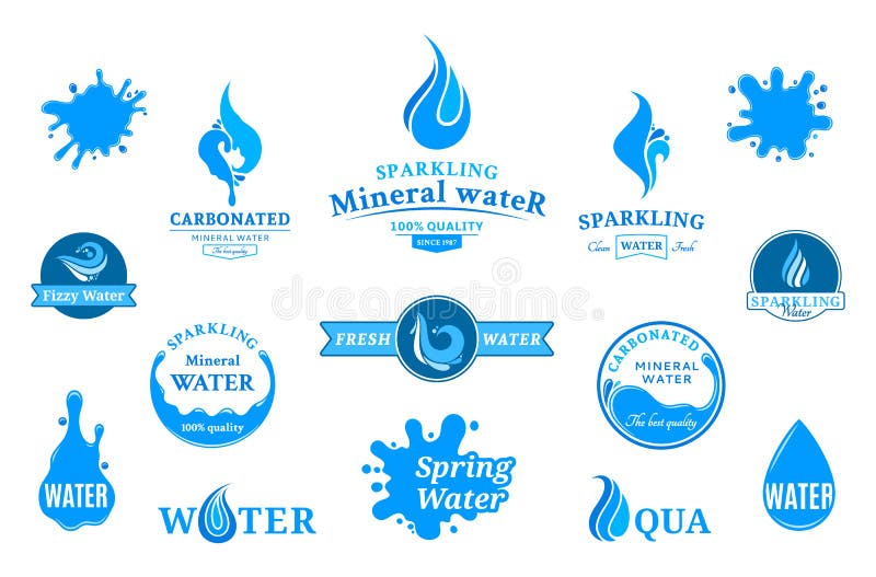 Water Label, Icons and Design Elements Stock Vector - Illustration of ...