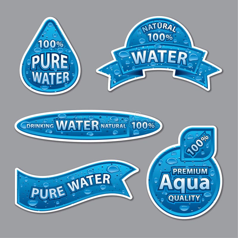 Water labels and stickers stock illustration. Illustration of sign ...