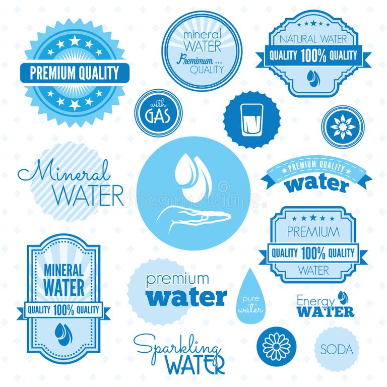 Water labels stock vector. Illustration of water, quality - 52044831