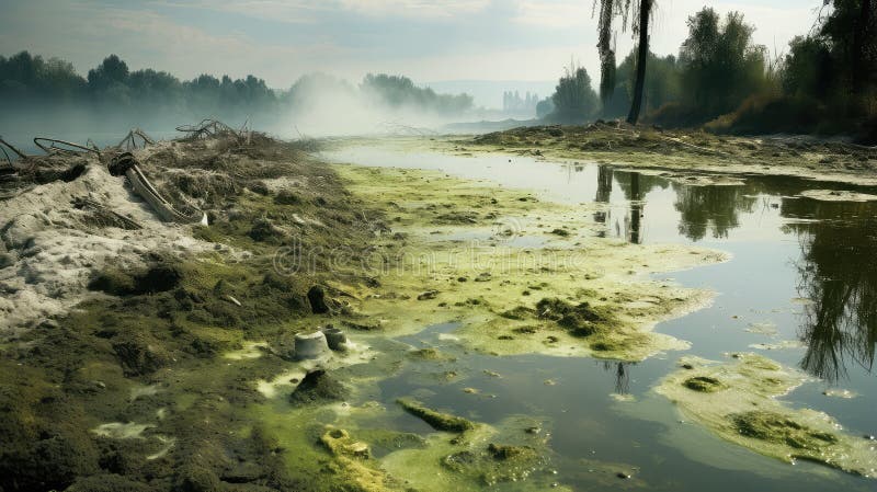 Water lake pollution stock illustration. Illustration of sediment ...