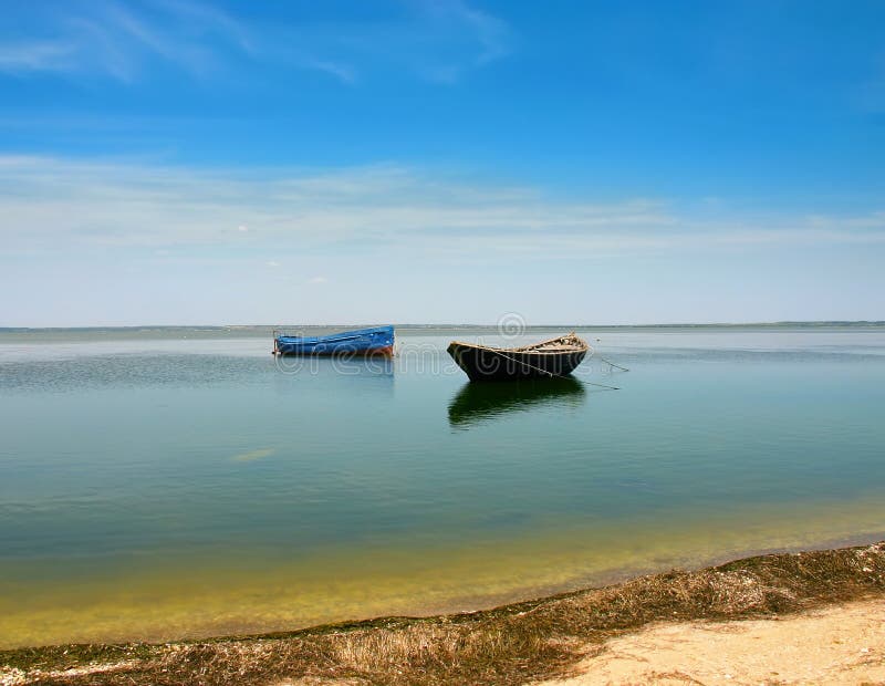 Water landscape with boat stock photo. Image of serene - 17946582