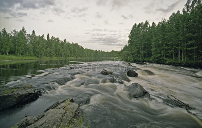 Water Landscape with Clouds, Forest and Rift Stock Image - Image of ...