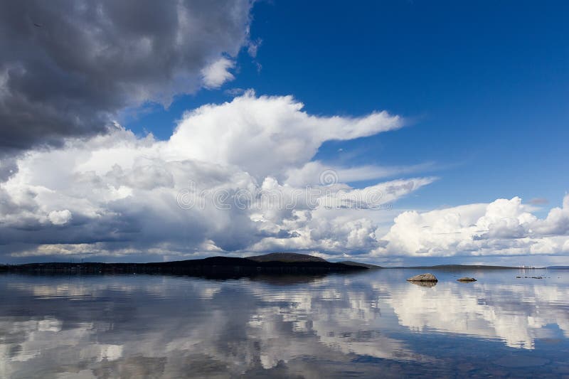 Water Landscape with Clouds Stock Image - Image of cloud, reflection ...