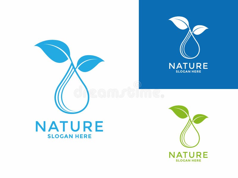 Water Leaf Logo Inspiration. Drop Water and Leaf Logo Vector. Clean ...