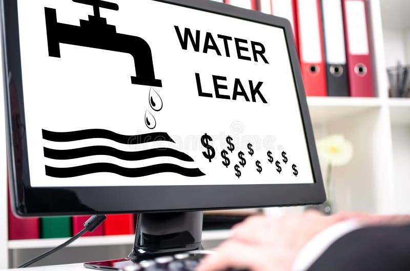 Water Leak Concept on a Computer Screen Stock Image - Image of faucet ...