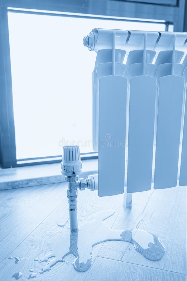 Water Leak through the Heating Radiator Stock Image - Image of pipe ...