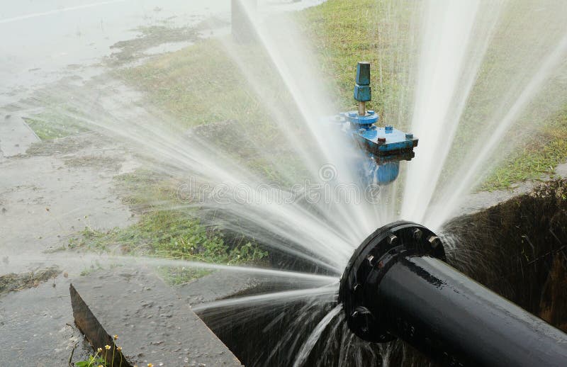 Water Leaking from Broken Pipeline Stock Photo - Image of leaking ...