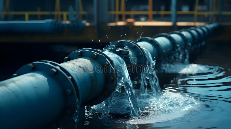 Water Leaking from Connection Joint of Metal Pipes System. Stock Image ...