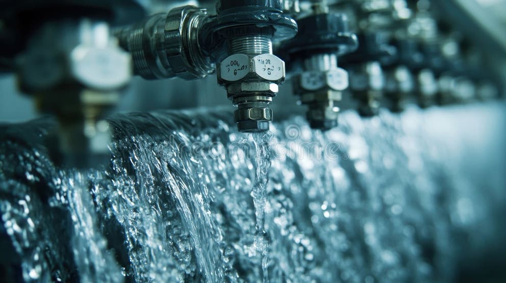 Water Leaking from Industrial Valves Creating Waterfall Effect Stock ...