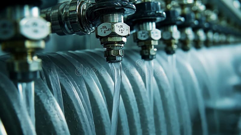 Water Leaking from Industrial Valves Creating Waterfall Effect Stock ...