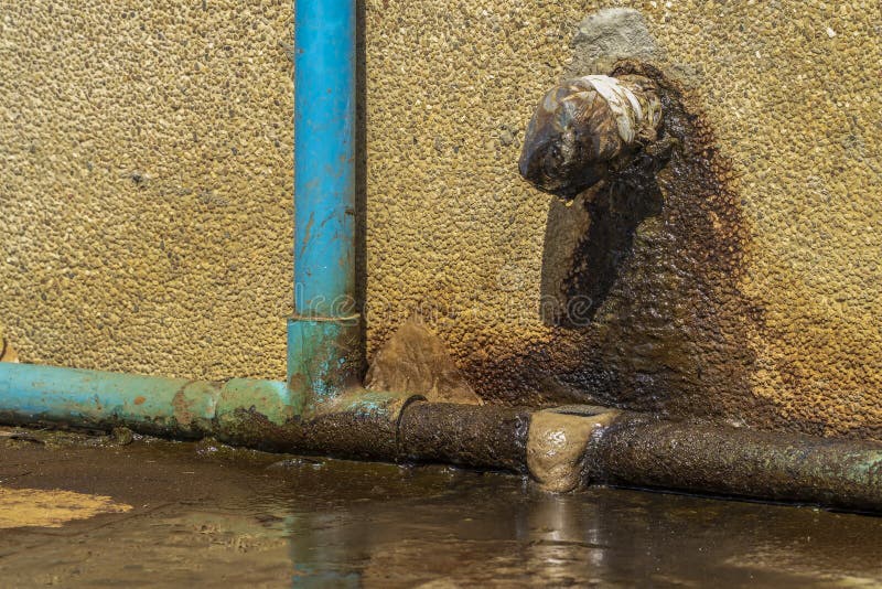 Water Leaking from Old Rusty Water Supply Pipe Stock Photo - Image of ...