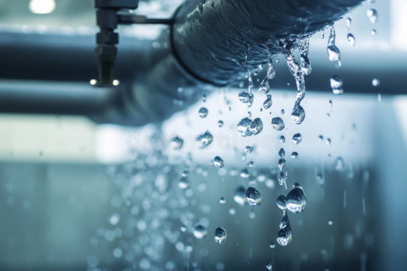 Water Leaking from Pipe with Droplets Falling Stock Illustration ...