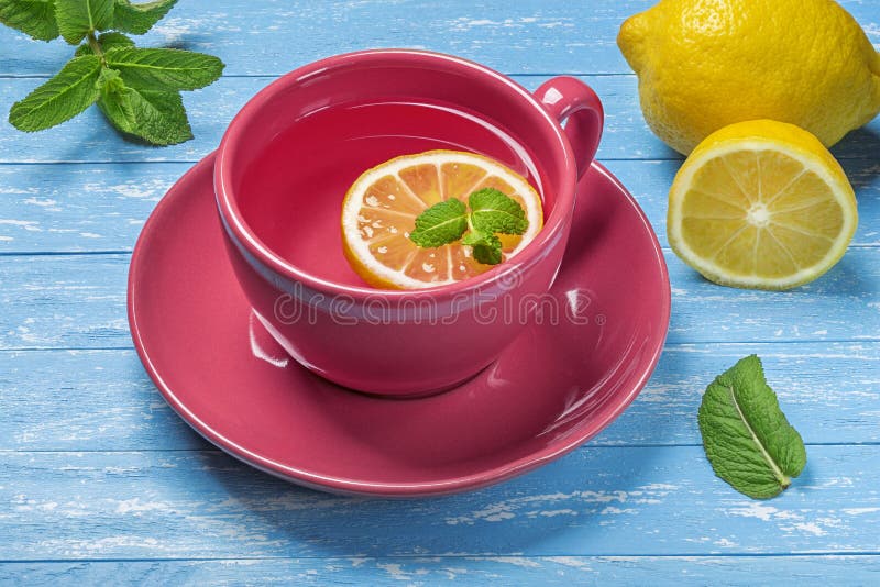 Water with Lemon and Mint Summer Soft Drink Stock Photo - Image of ...