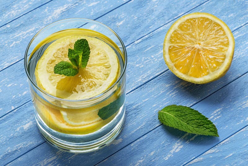 Water with Lemon and Mint Summer Soft Drink Stock Image - Image of ...