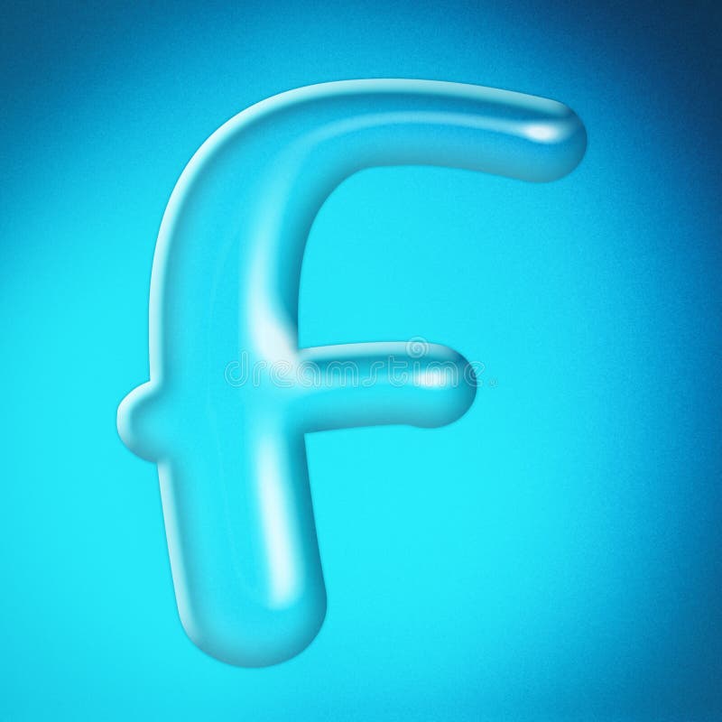 Water Letter F Alphabet Clear Water Letter. 3D Rendering Stock ...