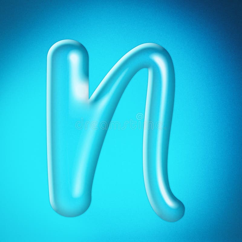 Water Letter N Alphabet Clear Water Letter. 3D Rendering Stock ...