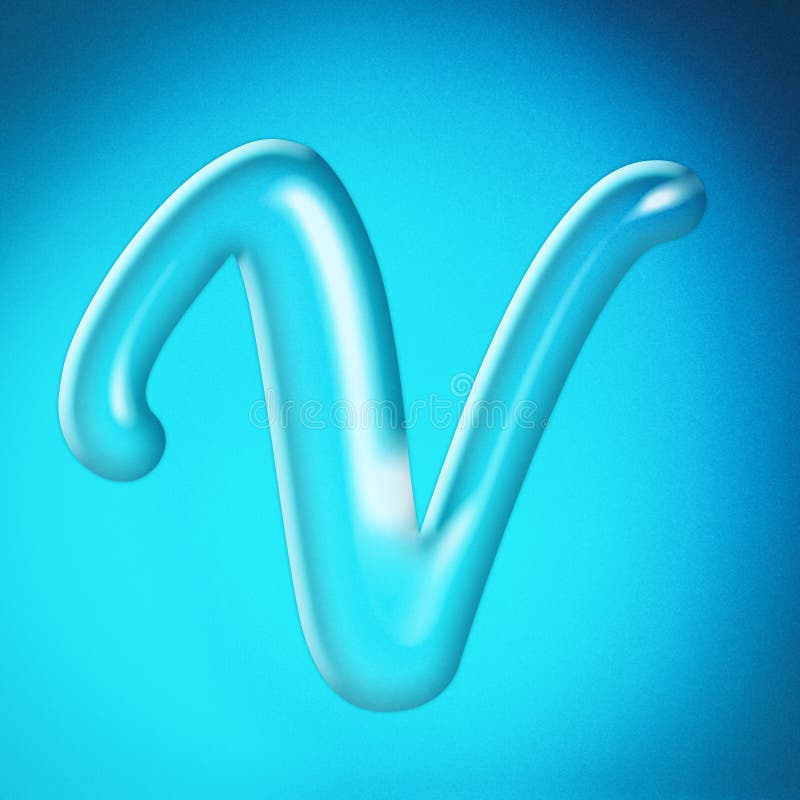 Water Letter V Alphabet Clear Water Letter. 3D Rendering Stock ...