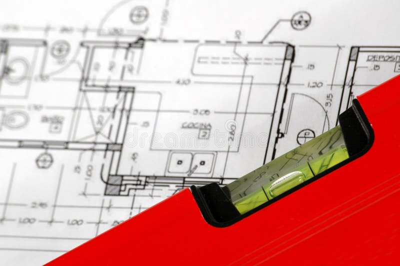Water Level and Architectural Plans Stock Image - Image of architecture ...