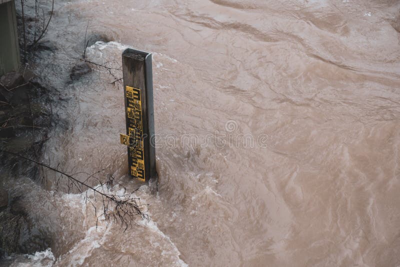 A Water Level Can Be Read from a Water Level Gauge Placed in the River ...