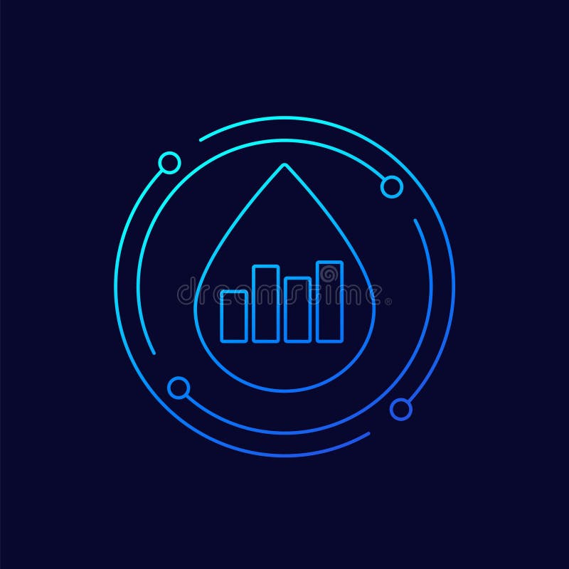 Water Level Line Icon with a Graph and a Drop Stock Vector ...