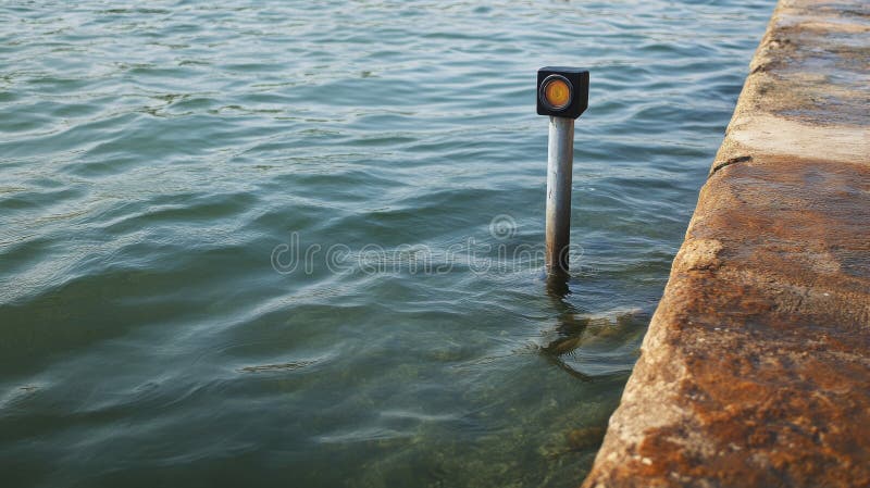 Water Level Monitoring Device on Pillar by Pier Stock Illustration ...