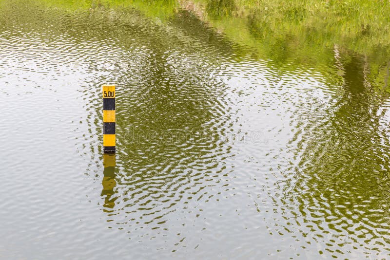 Water Level Pole Indicating Water Depth of Natural Lake in Summer ...