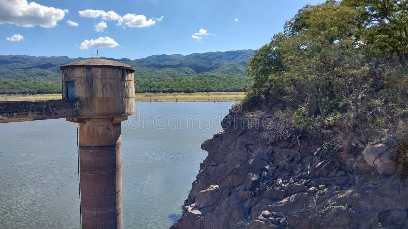 Water Level Verification Tower in Dam, Beautiful Landscape Stock Image ...