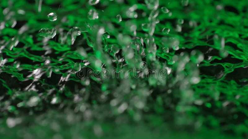 Beautiful Green Vivid Water Surface with Splashes from Falling Drops ...