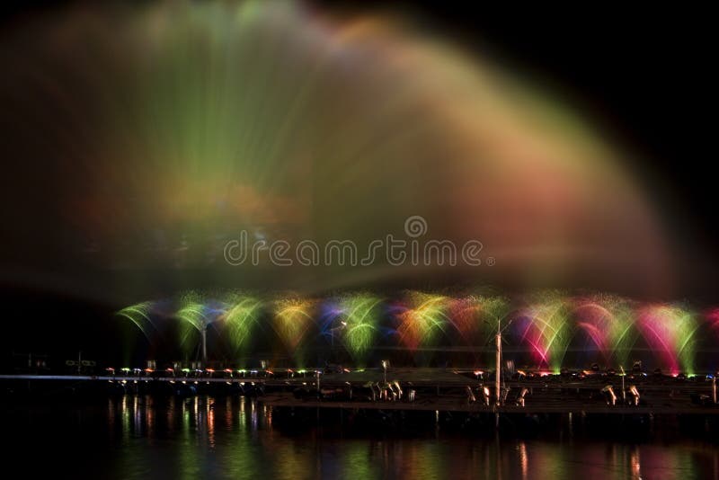 Light and Water Show stock image. Image of jets, orangue - 11413481