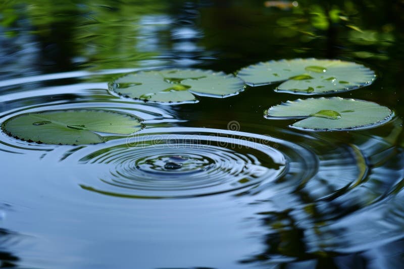 Water Lilies Float on a Ponds Surface, Creating Ripples, Creating ...