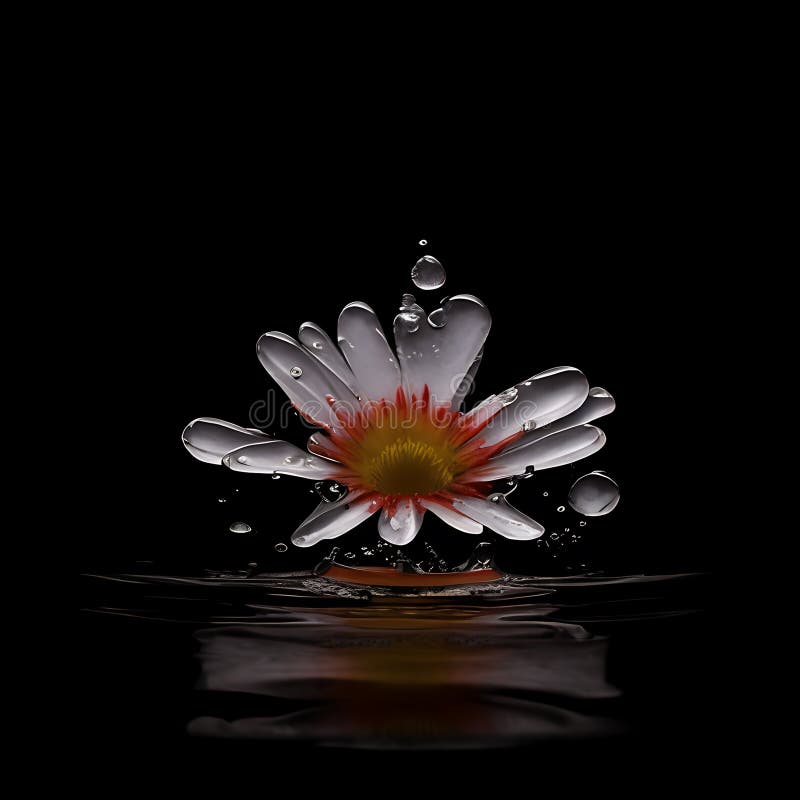 Water Lily Flower with Water Drop Stock Illustration - Illustration of ...