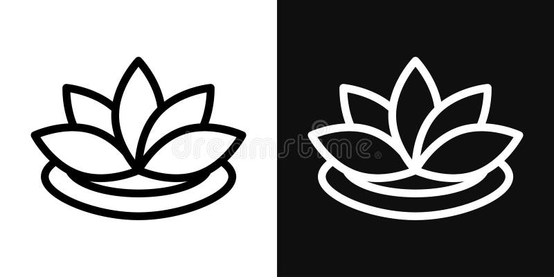 Water Lily Icon Set. Lotus Pond Flower Vector Symbol in a Black Filled ...