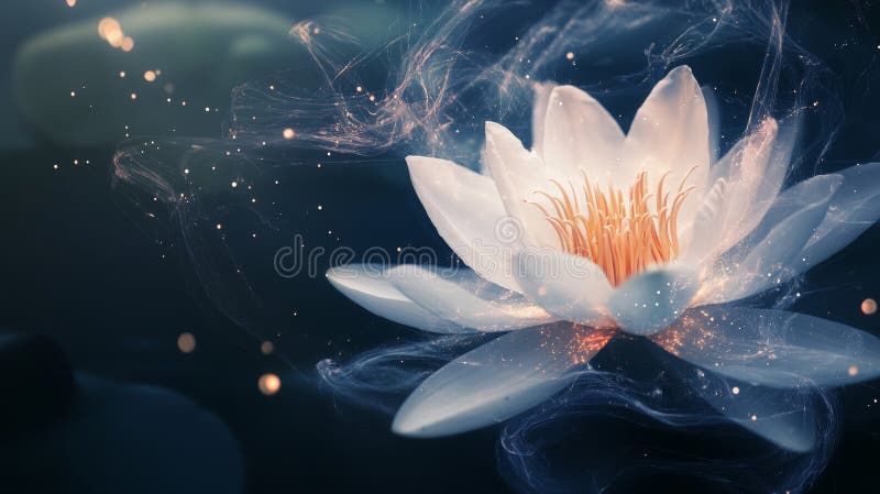 A Water Lily Transforms into Quantum Particles with Vibrant Light ...