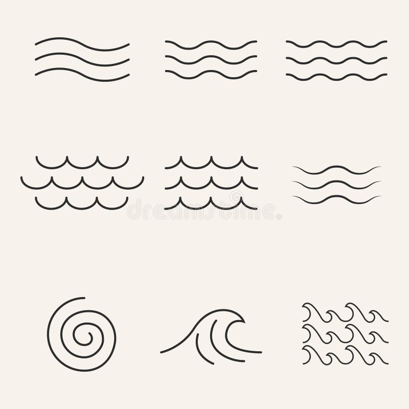 Water Line Icon Various Wave Logo Set Art Design Logo Vector Collection ...