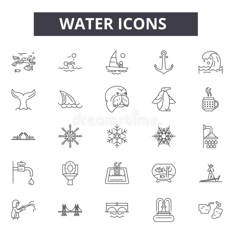 Water Line Icons, Signs, Vector Set, Linear Concept, Outline ...