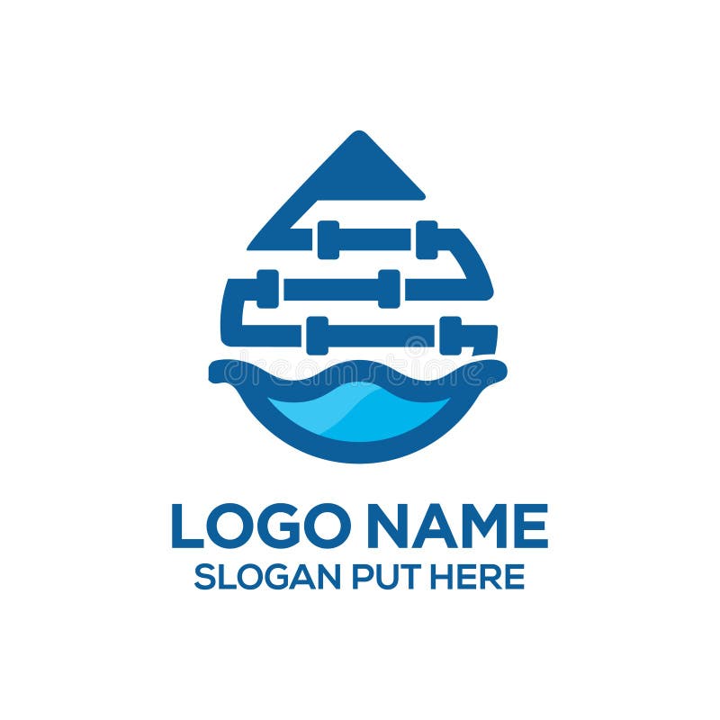 Water Line Plumbing Logo Design Template Stock Vector - Illustration of ...