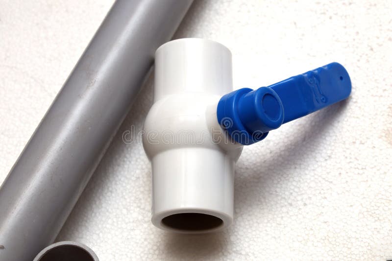Water Line Pvc Pipe with Gate Valve and a Coupler Stock Image - Image ...