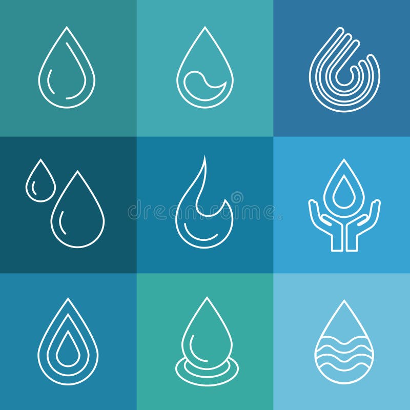 Water Linear Vector Symbols Stock Vector - Illustration of fresh, drop ...
